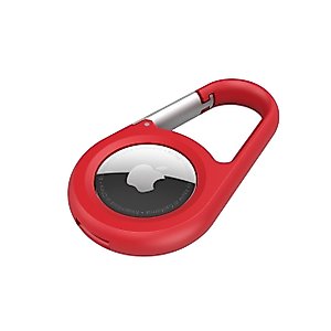 Belkin Apple AirTag Secure Holder with Carabiner - Durable Scratch Resistant Case With Open Face & Raised Edges - Protective AirTag Keychain Accessory For Keys, Pets, Luggage & More - Red