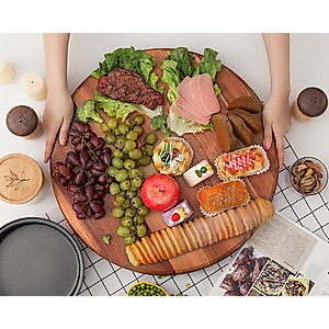 Heavy Duty Wood Lazy Susan Turntable, (20inch) Extra Large Acacia Kitchen Countertop Dinner Table Bearing Plate | Rotating Organizer Tray Disc Grazing Tray Cheese Board Charcuterie Platter