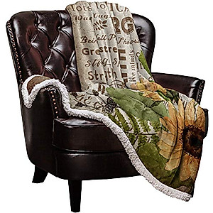 LBDOMOV Warm Hugs Positive Healing Throw Blanket, Sherpa Microfiber Comfort Caring Gift Throw - Sunflower Get Well Soon Gift for Women Men Patient Older Parent 39" x 49"