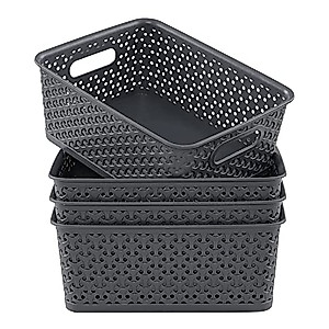 Farmoon 4 Packs Plastic Weave Storage Baskets, Small Pantry Organinzier Bin