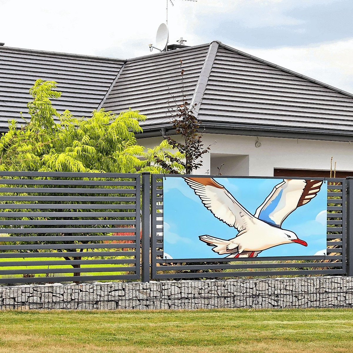 Flying Seagulls Printed Banners Personalized Party Banner Photo Text Background Banner Wall Banner for Halloween Party Home Decorations or Backdrops