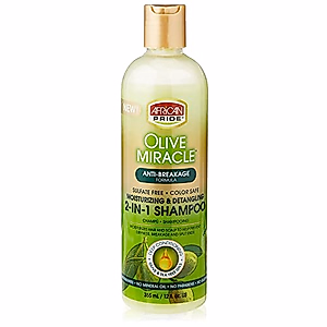 African Pride Olive Miracle 2-in-1 Shampoo and Conditioner, 12 Ounce