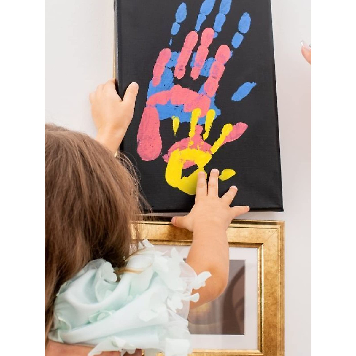 CHERRY CHEERS DIY Couples Canvas Handprint kit, Lovers Customized Special Moments Handmade Gift, Anniversary, Valentine Day Keepsake Gifts Non-Toxic Paints (Black)