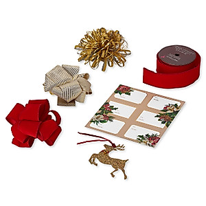 Papyrus Vintage Christmas Wrapping Paper Set, Holiday Traditions (2 Rolls 40 sq. ft., 3 Bows, 1 Ribbon, 3 Gift Tags, 12 Labels)