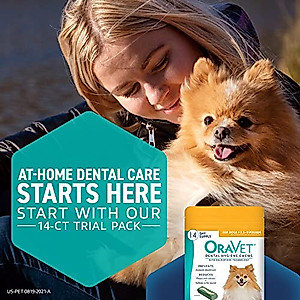 ORAVET Dental Chews for Dogs, Oral Care and Hygiene Chews (Extra Small Dogs, 3.5-9 lbs.) Yellow Pouch, 14 Count