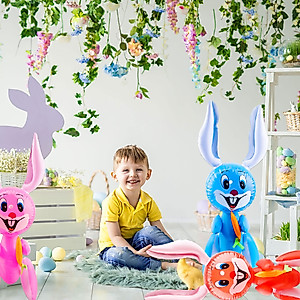Sonarun 9 Pieces Inflatable Easter Bunny 23 Inch Easter Inflates Rabbits Outdoor Party Decorations for Easter Egg Hunt Supplies Bunny Themed Party Favors
