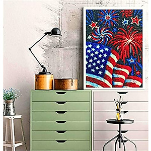 DIY 4 Th of July Diamond Painting Kits For Adults Patriotic,Diamond Art by Number Kit Celebrate American Flag Crystal Embroidery Beginner Arts Full Round Drill Crafts Home Wall Decor Gifts 12X16in