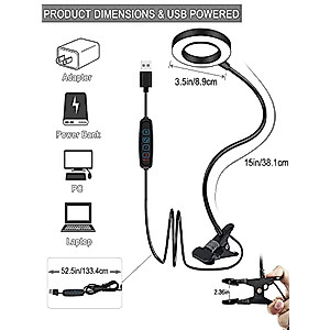 Clip on Light Reading Lamp, 48 LED Clamp Lamp with 3 Color Modes, 10 Dimmable Brightness, 360° Flexible Gooseneck Desk Lamp, Eye Protection Book Clamp Light for Video Conferencing Desk Bed Headboard