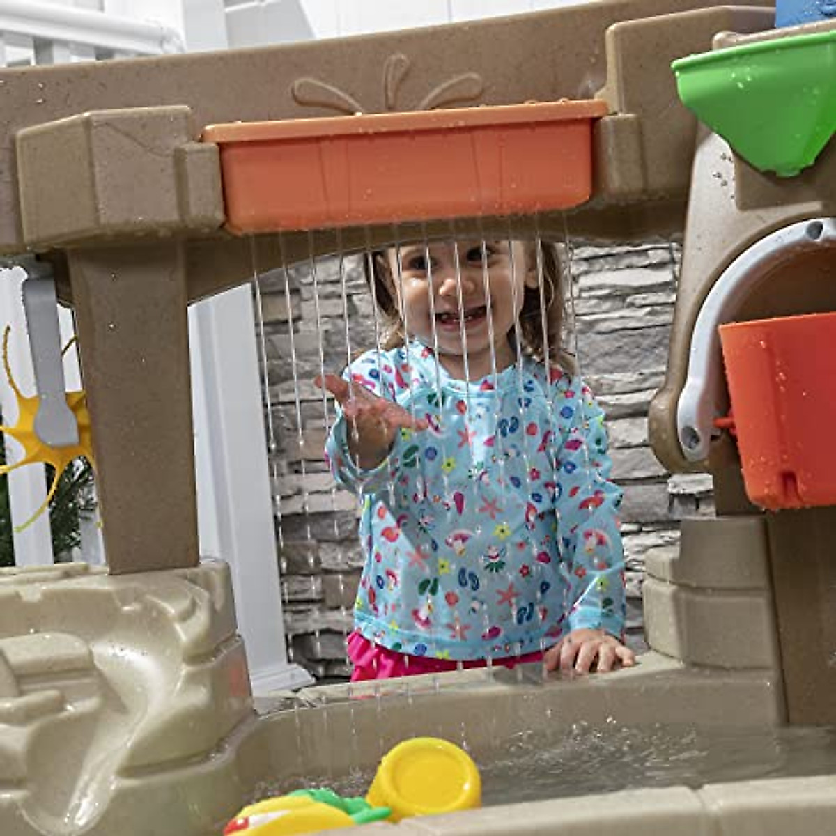 Step2 Pump & Splash Discovery Pond Water Table Outdoor Water Toy with Water Pump, Brown