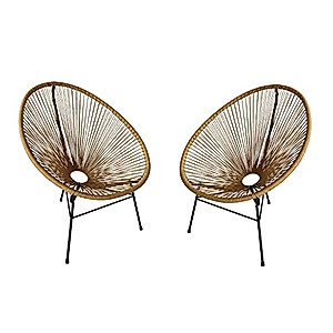 PRIVATE GARDEN Outdoor Indoor Acapulco Chairs Set of 2 Gorgeous Patio Conversation Bistro Set with High Back and Heavy Duty Frame Suitable for Small Space, Balcony, Porch, Garden, Living Room