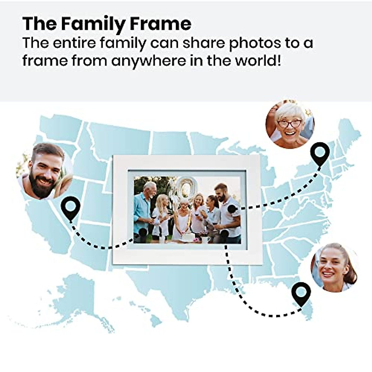 PhotoSpring 10in WiFi Digital Picture Frame, Family Can Send Photos from Anywhere via Email, App, or Web, Easy Touchscreen Setup, 1280x800 Display, Plays Videos, White