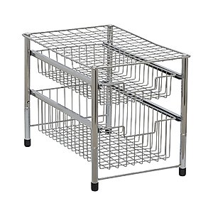 Household Essentials Silver 1239-1 Free Standing Pull Out Cabinet Organizer Shelf | Double, 16.5" Deep