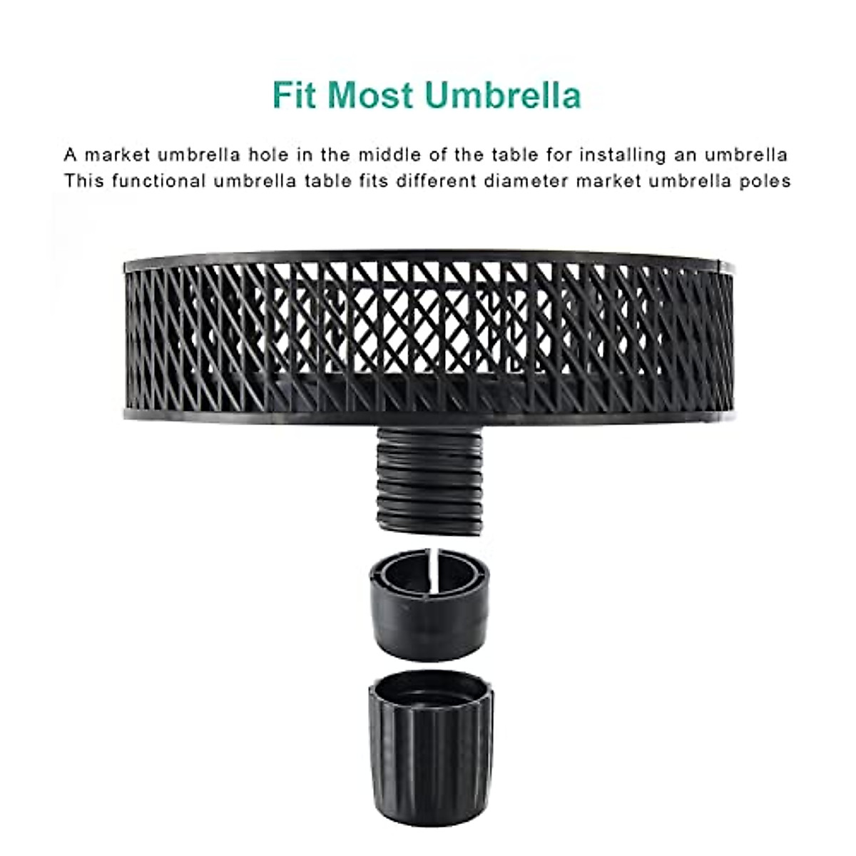 JEAREY 13” Patio Umbrella Table Tray for Beach Umbrella, Portable Round Table Tray with Umbrella Hole for Beach Patio Garden Poolside, Black…