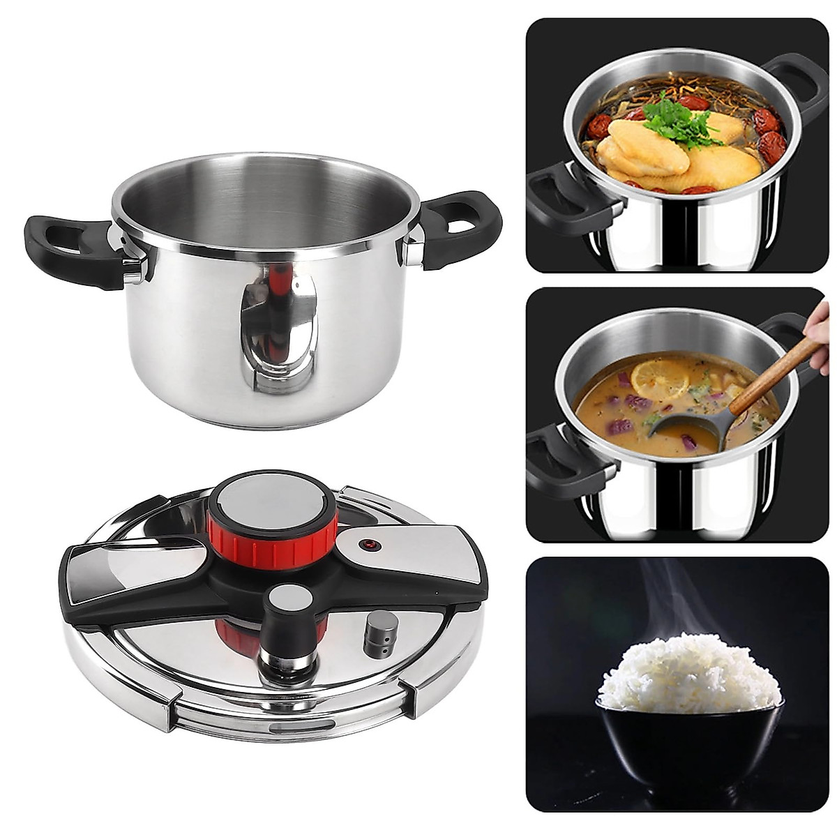 Stainless Steel Pressure Cooker, Multi Functional Explosion Proof Pressure Cooker Household 304 Stainless Steel Pressure Cooker Large Pressure Cooker (8L)