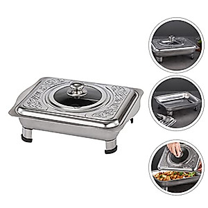 Angoily Dish Tray Chafing Dish Stainless Steel Buffet Pan with Lid Chafer Bowl Rectangular Serving Bowl Canteen Basin with Cover For Weddings Parties Banquets Catering Events Food Warmer