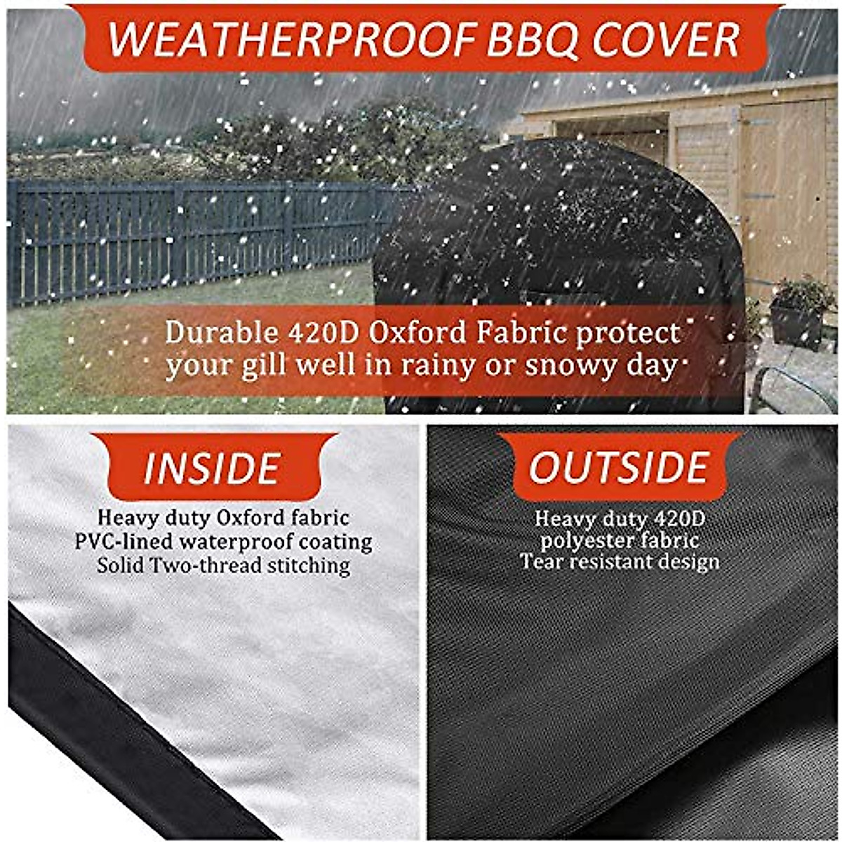 30-inch Round Smoker Cover, BBQ Grill Cover Kamado Cover Barrel Cover Fit for Smoker Grills Charcoal Grills Kamado Grills Gas Grills Vertical Fire Pit Barrel, UV Dust Water Resistant, Black