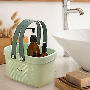 AFXGUSD Shower Caddy Basket, Organizer Storage Tote, Cleaning Supplies Multipurpose Shower Caddy Tote, Toiletry Bag Bin Box, for Gym Bedroom Kitchen, Green