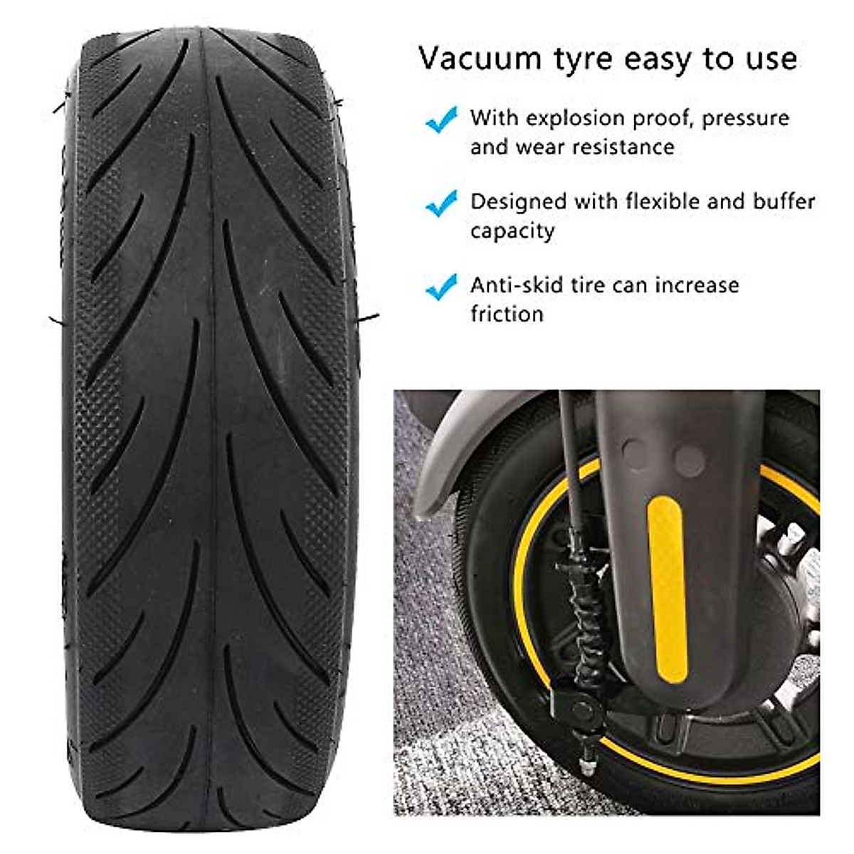 Keenso Electric Scooter Tires, Electric Scooter Outer Tire Solid Rubber Electric Scooter Vacuum Outer Tire Replacement for Scooter Max‑G30
