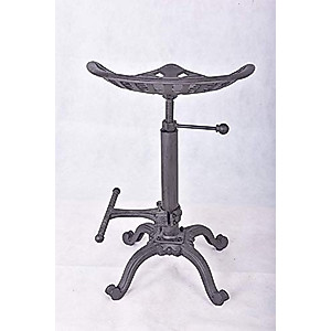 Diwhy Rustic Industrial Farmhouse Tractor Seat Counter Height Adjustable Bar Stool Cast Iron Swivel Stool Industrial bar Chair (Rust, Cast Iron)