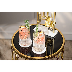 Vintage Art Deco 1920s Highball Cocktail Glasses | Set of 4 | 14 oz Tall Crystal Tumblers for Drinking Mojito, Whiskey Highball, Gin Rickey, Classic Long Bar Drinks | Large Hiball Glassware