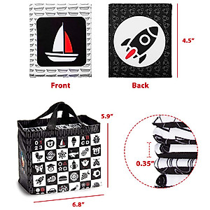 teytoy Black and White Baby Sensory Toys High Contrast Cards Cloth Fabric Soft Cards for Newborn 0-6 Months Visual Stimulation Early Development with Animals Fruit Number Shape Letter, 26 Pcs