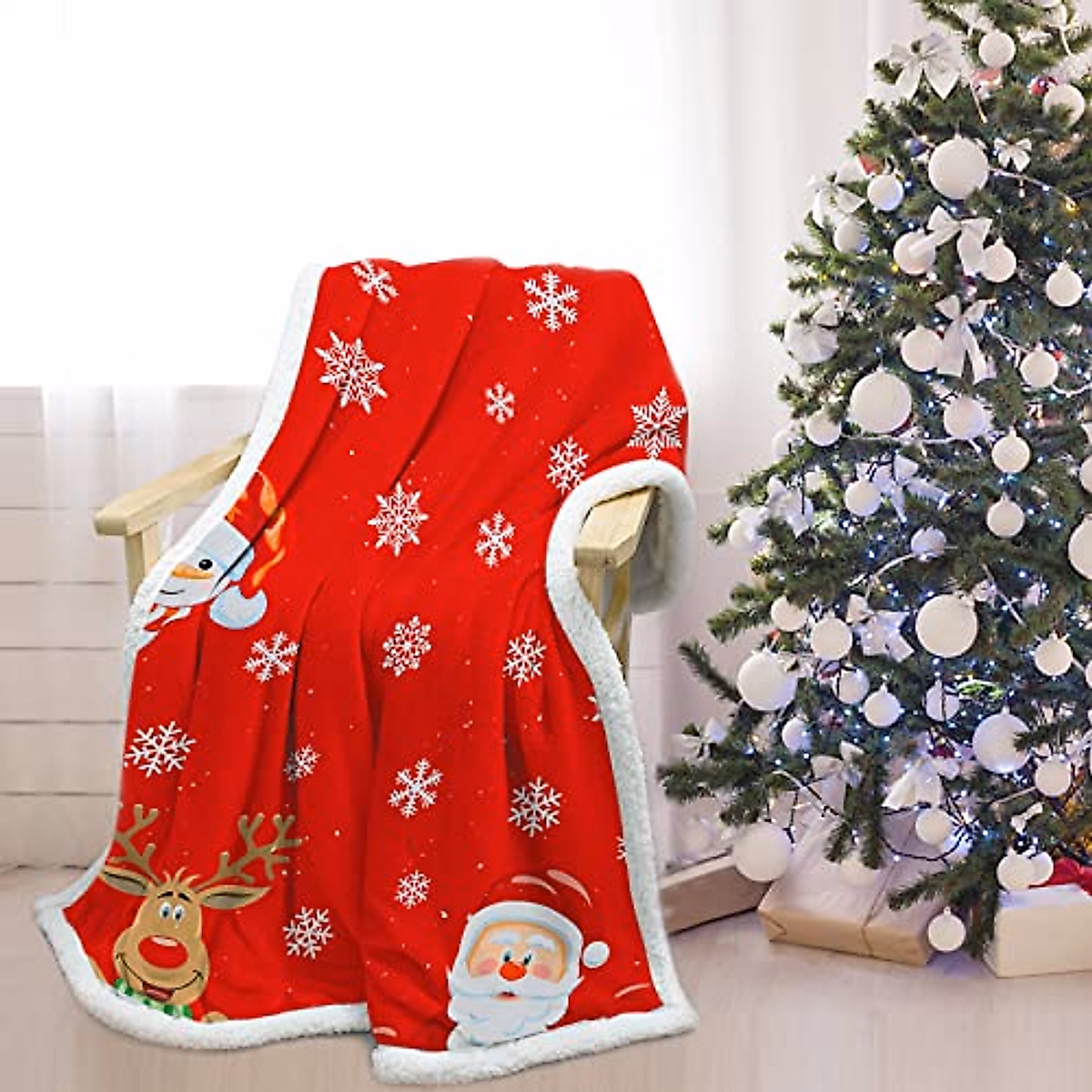 OHDS Christmas Blanket Fleece Sherpa Throw Blanket, Soft Cozy Warm Fuzzy Holiday Blanket, Plush Fluffy Christmas Throw Blanket for Couch Bed, 50" X 60"