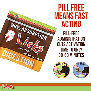 Licks Pill Free Dog Digestion - Dog Gut Health and Gas Relief - Bloating Relief and Digestion Supplement for Dogs - Dog Health Supplies - Gel Packets - 10 Use