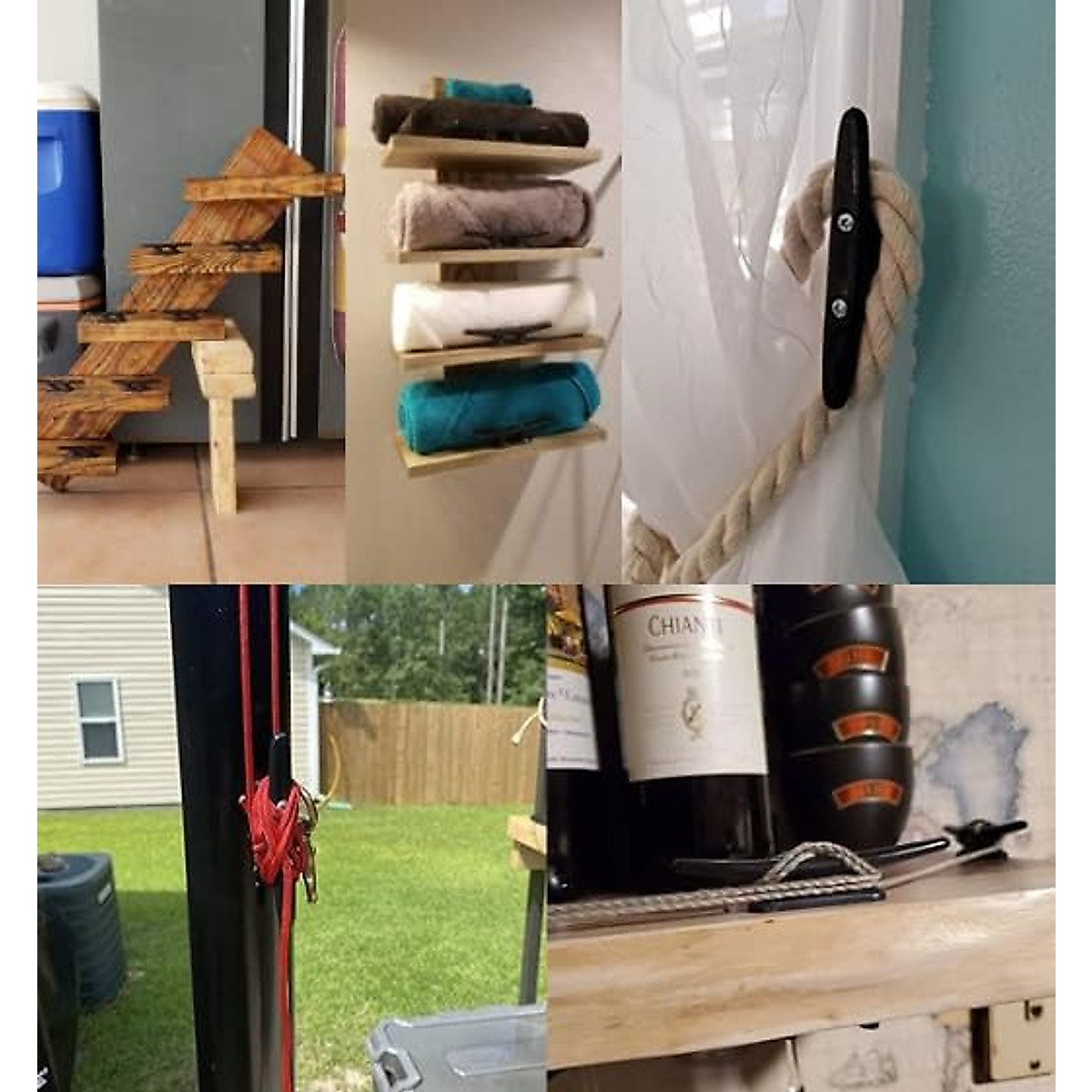 MIZUGIWA Nylon Boat Cleats Dock Cleats Black 4 Inch Boat Ties,Kayak Rope Tie Cleat,Rope Cleat,Kayak Cleat for Boat Docks,Kayaks,Marine,Nautical Decor,Pack of 4