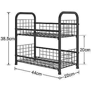 Multi-Purpose Under Sink Organizer, Bathroom Trays, Holders&Shelves Unit with Adjustable Feet, Metal Steel Storage Tower Organizer Rack Basket Cart for Bathroom, Living Room, Balcony, Kitchen