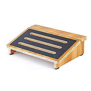 StrongTek Under Desk Footrest, Slanted Non-Slip Wooden Step Stool for Home and Office Chairs, Portable Ergonomic Posture Support for PC Gaming or Work Standing Desks
