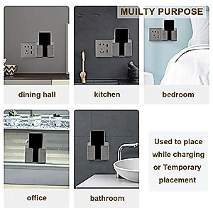 4PC Wall Mount Cell Phone Charging Holder, Black Adhesive Mobile Phone Wall Stand for Charger, Phone Holders for Shower Bed Wall