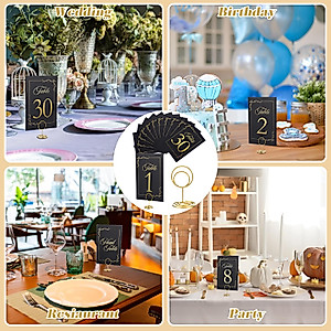 Ubamdom 31 Pack Table Number Holders, 31 PCS Gold & Black Table Number Cards with 31 Table Number Holders, 2 Inch Wedding Table Number Stands, Suitable for Restaurants, Banquets, Parties, Anniversary