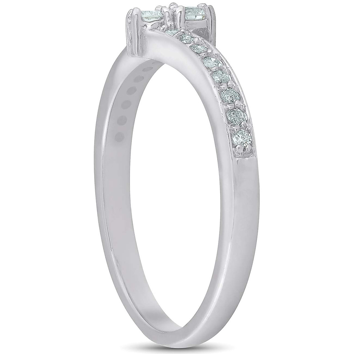 1/4 Ct Two Stone Diamond Engagement Forever Us Ring White Gold Anniversary Band - Size 9