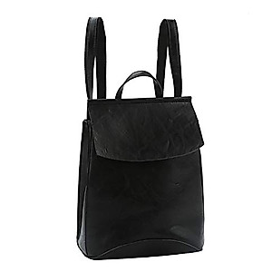 virago Fashion Designer Handbag Daily Convertible Vegan Leather Travel Backpack Shoulder Bag (BLACK)