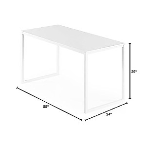 ZINUS Jennifer 55 Inch White Frame Desk / Computer Workstation / Office Desk / Easy Assembly, White