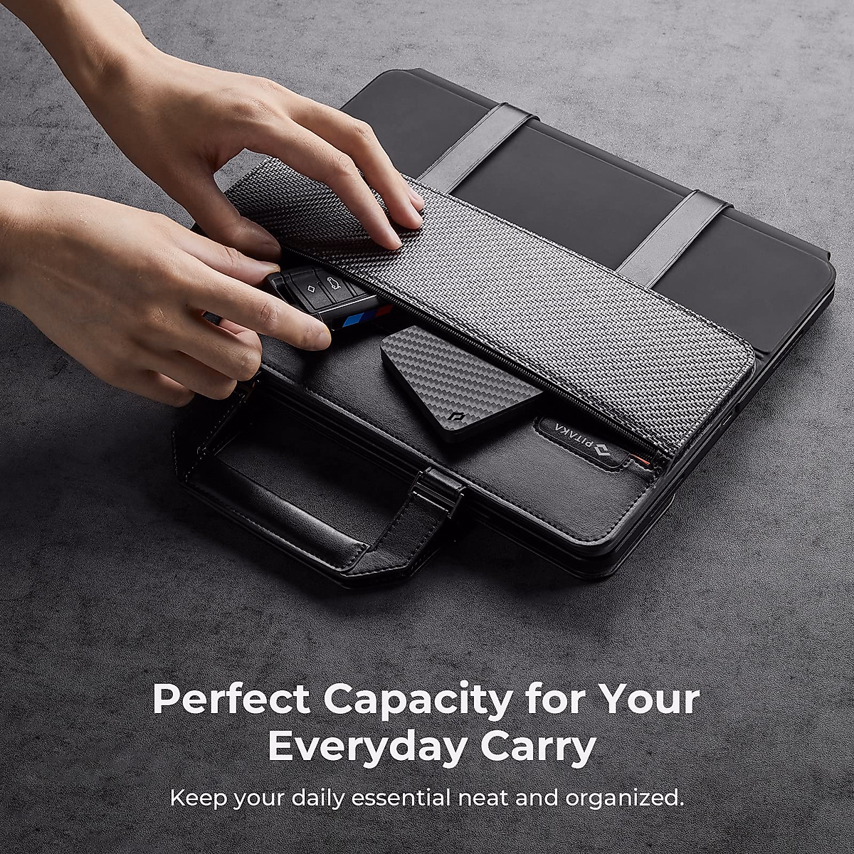 PITAKA iPad Pro 12.9 Sleeve Compatible with Magic Keyboard iPad Pro 12.9 Inch, Minimalist iPad Pro 12.9 Bag, Carbon Fiber, and PU Leather Made, Black