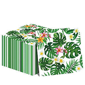 Hawaiian Luau Napkins for Aloha Happy Birthday Party Supplies Tropical Tiki Themed Luncheon Paper Napkins Disposable for Kids Baby Shower Summer Pool Beach Party Favors (50 Pack)