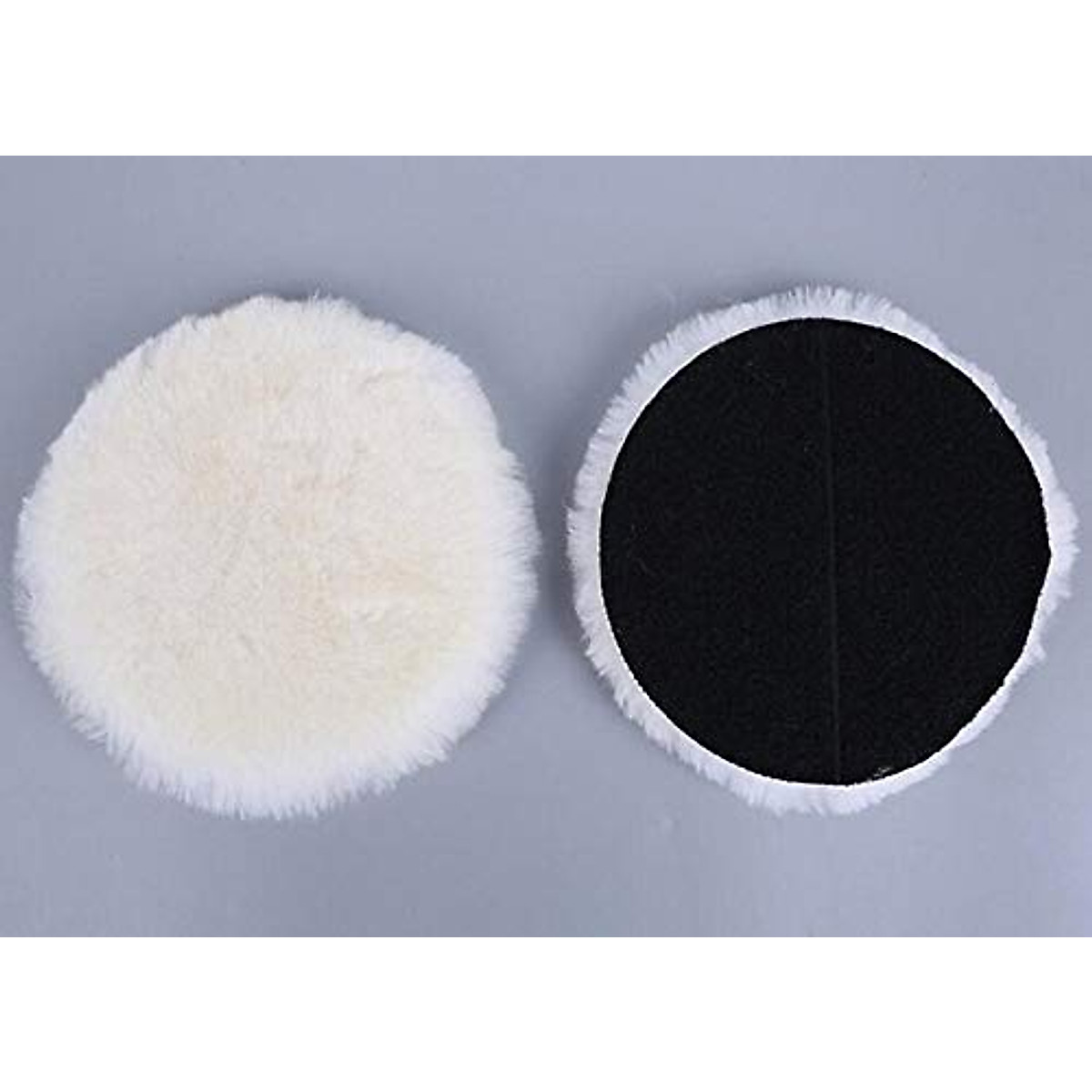 Inzoey Wool Polishing Pad 7 Inches Soft Sheepskin Buffing Pads with Hook and Loop Back Wool Cutting Pad for Car, Furniture, Glass and So On (Pack of 2)