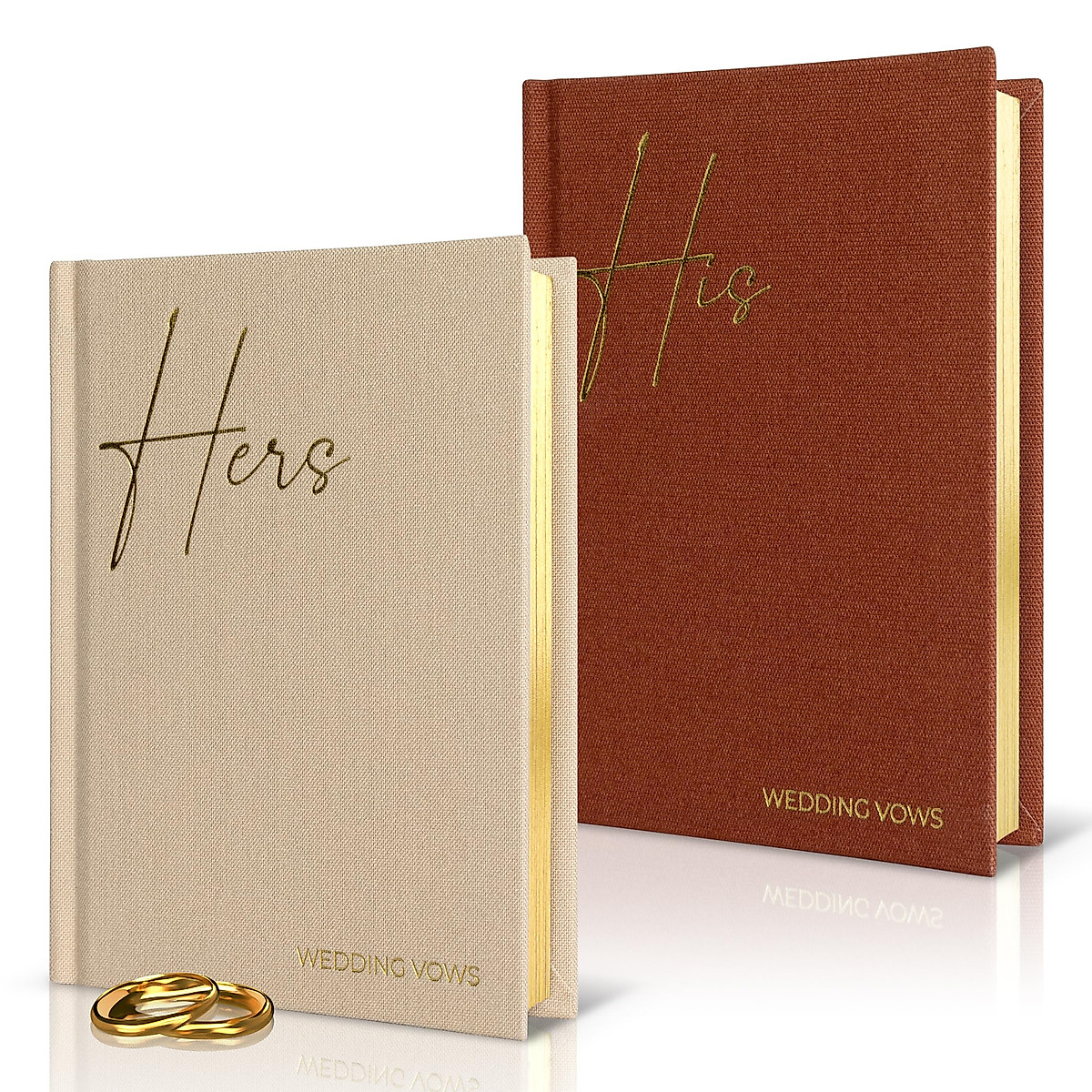 Elegant Linen Wedding Vow Books With Gold Foil Lettering - Perfectly Sized His and Hers Vow Books With Plenty Of Pages To Write Whatever is on Your Heart - A Beautiful Addition For The Wedding Day