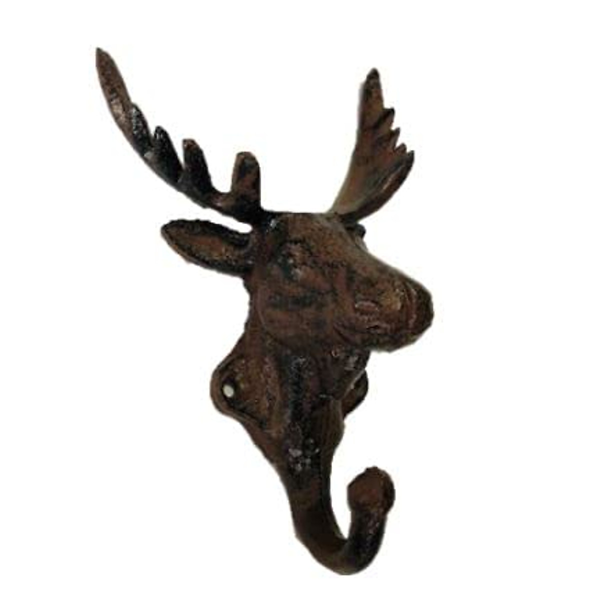 Midwest Craft House 6 Rustic Elk Moose Wall Hooks for Coats, Hats, Purses, Mud Rooms, Bars, Restoration, Cabins, Gifts, Purses, Dog Leashes, Hunters, Rustic Brown Farmhouse Color