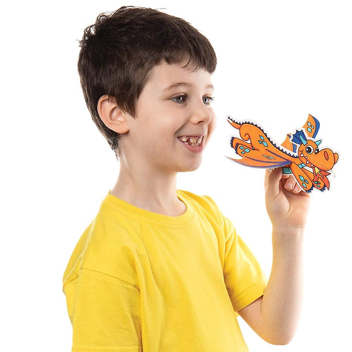 Baker Ross AX108 Dragon Color in Gliders - Pack of 10, for Kids Arts and Crafts Projects