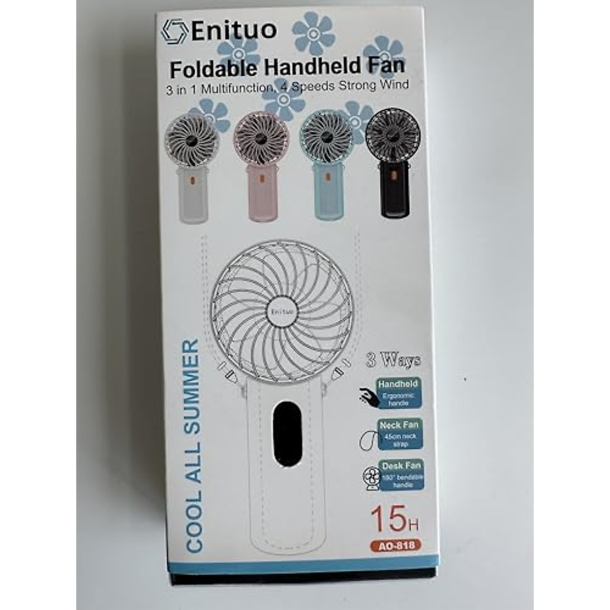 Portable Fan Handheld Fan, Mini Hand Held Fan, 6-15H Cooling Small Personal Fan, 180° Foldable Mini Desk Fan with 4 Quiet Speed, Neck Fan w/Lanyard for Kids Women Men Travel Outdoor Office, Black