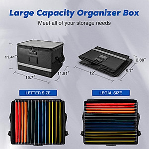 Fireproof Document Box with Lock, Waterproof File Safe Box Anti-Static Collapsible Portable Office Home File Cabinet with Reflective Strip for important Hanging Letter & Legal Folder Certificate