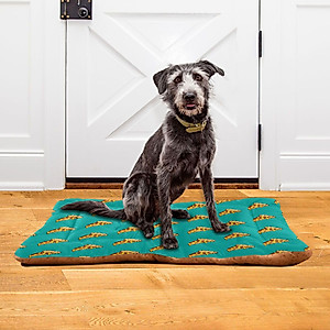 Coikll Cartoon Pizza Pet Bed Pad Soft Dog Bed Mat with Anti-Slip Bottom, Machine Washable Crate Pad Mattress for Dog Sleeping- 24 * 18inches