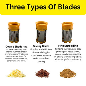 Electric Cheese Grater - Portable, Effortless, Battery Operated, Rechargeable, Cordless | Handheld With Handle, Commercial Parmesan, Vegetable And Chocolate Slicer and Shredder Machine | Nuts Grinder