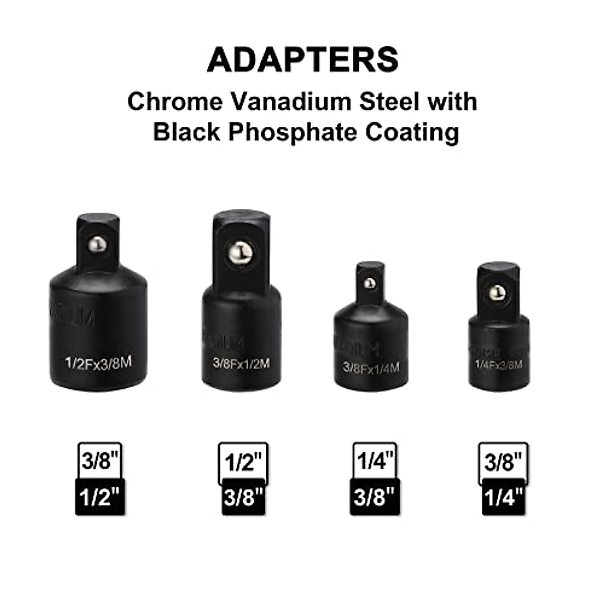 Mayouko 18-Piece Drive Tool Accessory Set, Socket Accessory Set, Includes Socket Adapters, Extensions, Universal Joints and Impact Coupler