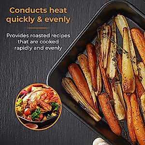 Tower T943000HG1 Precision Plus Large Roasting Pan, Aluminised Steel with Non-Stick Coating, Black