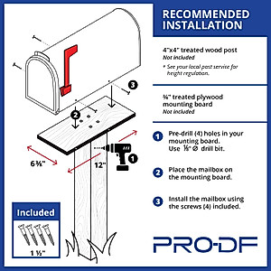 Plastic Rural Curbside Post Mount Mailbox - Weatherproof - Parcels Home Delivery - Lightweight - Made in Canada - 19'' x 10'' x 7'' (White)