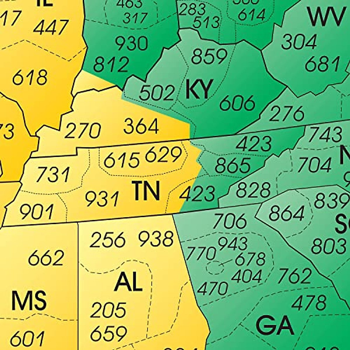 ImageAbility North America Laminated Gloss Time Zone Area Code Map with Reverse Lookup, Desk Size 11 by 17 Inches