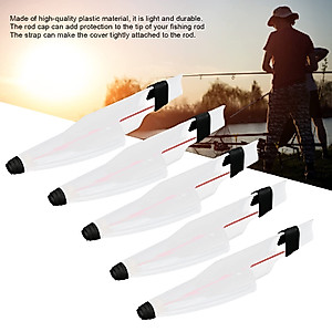 Fishing Pole Tip Protection, Fishing Rod Cap Tip Protector, Telescopic Fishing Rod Pole Fishing Pole Tip Protector with 5 X Fishing Rod Tip for Fishing Rods